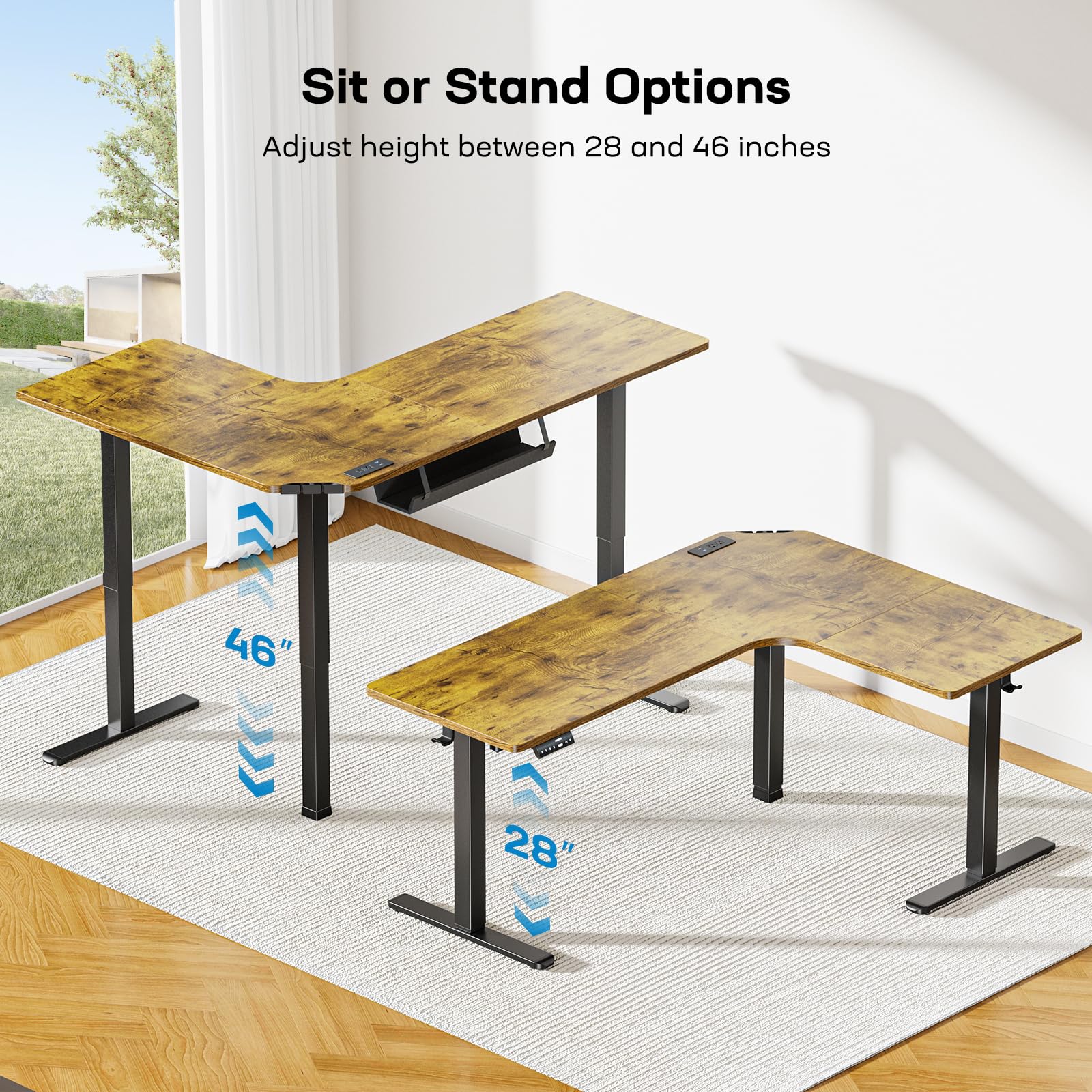 Snapklik.com : HUANUO 63 Dual Motor L-Shaped Standing Desk, Built-in ...
