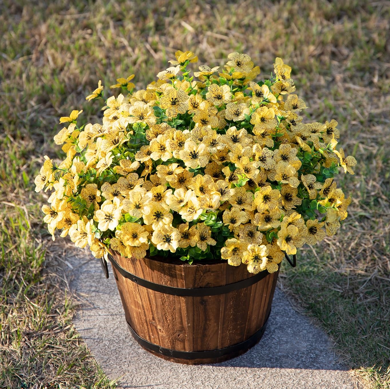 Amazon.com: HyeFlora Artificial Fake Mums Flowers Plants for Outdoor ...