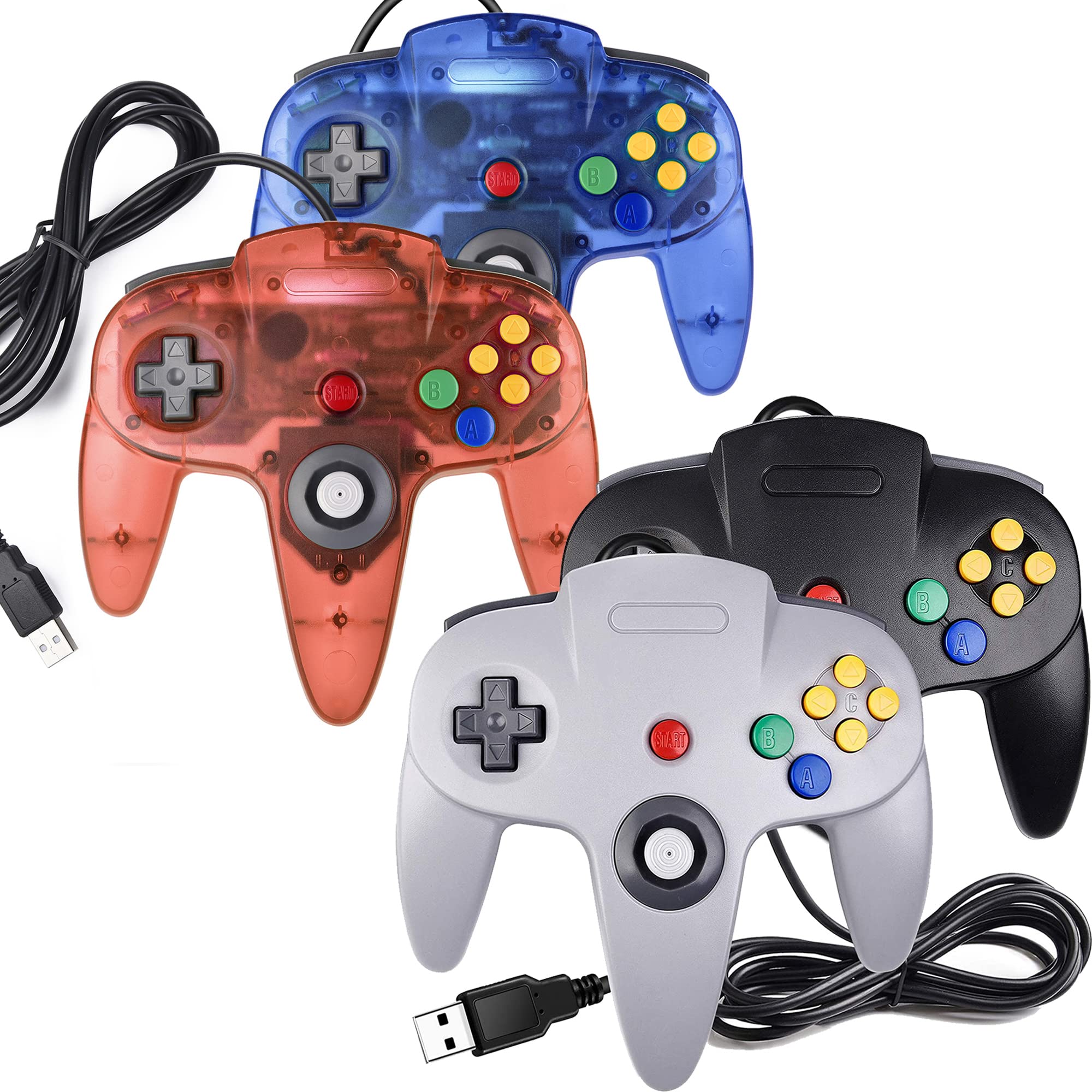 Amazon.com: miadore 4 Pack USB Wired N64 Controller, Classic N64 PC ...