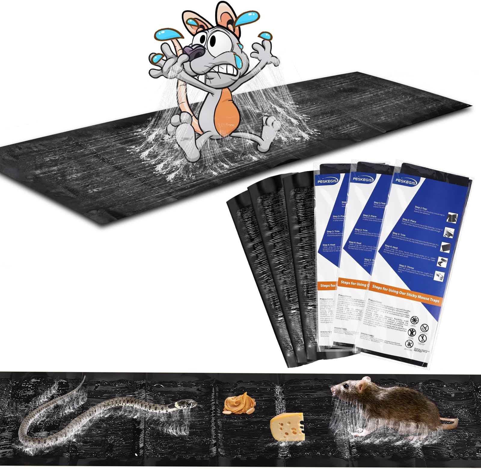 Amazon.com : 6 Pack 47 * 11 in Large Rat Traps, Heavy Duty Sticky Mouse ...