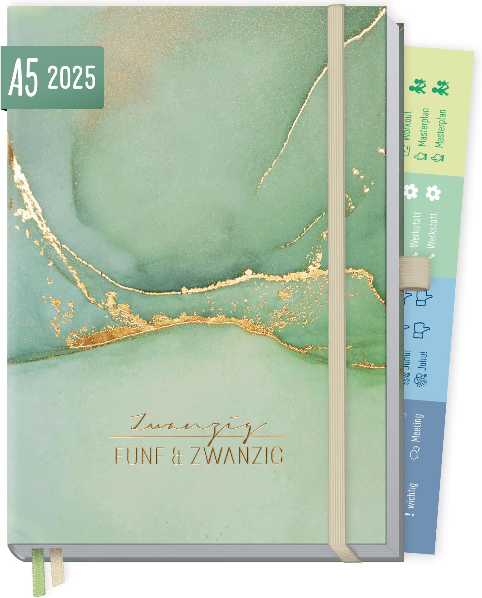 Häfft® Business-Timer 2025 A5 "Blattgold" 1 Woche 2 Seiten ...