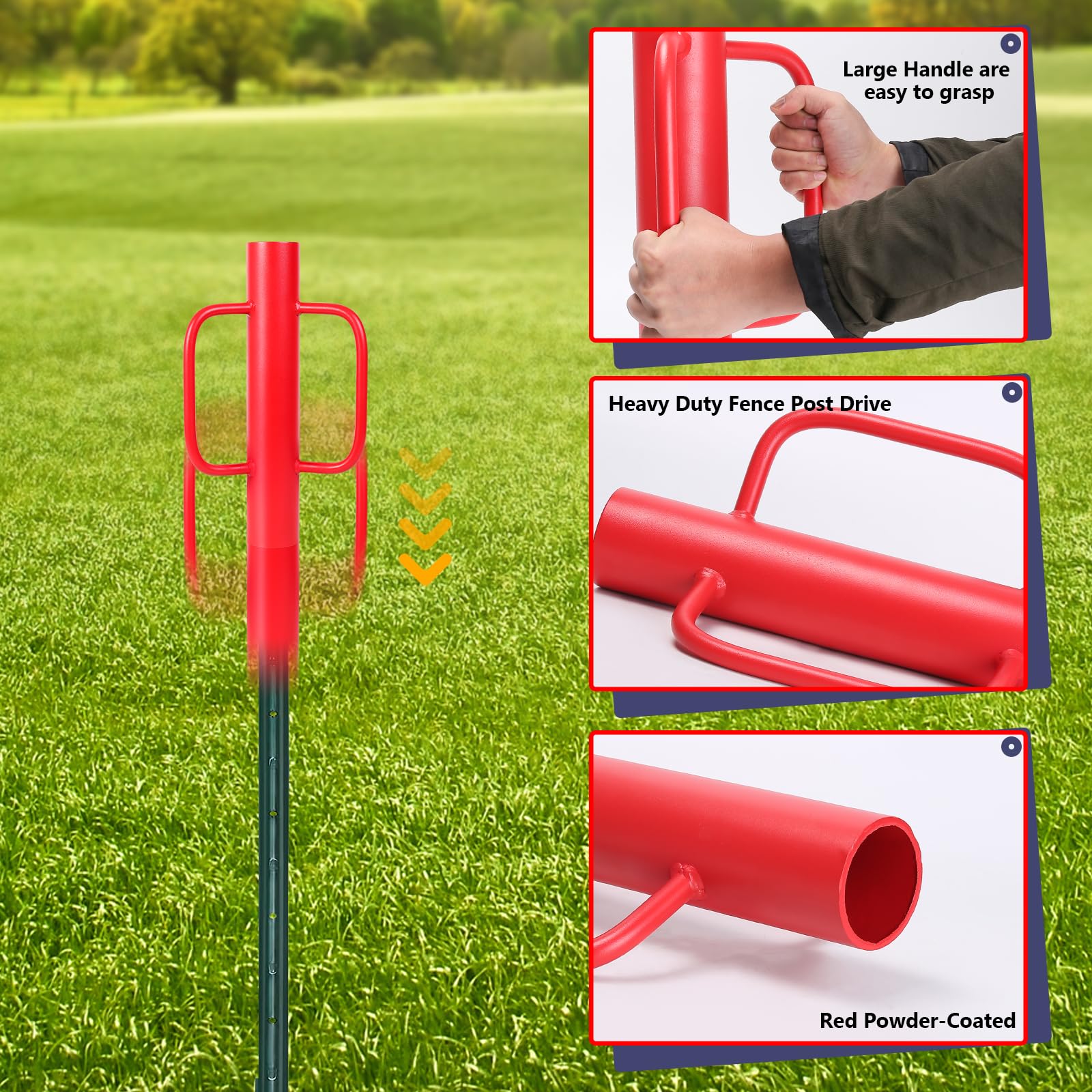 Snapklik.com : Nrspp Black Fence Post Driver16.5 Inch T Post Driver ...