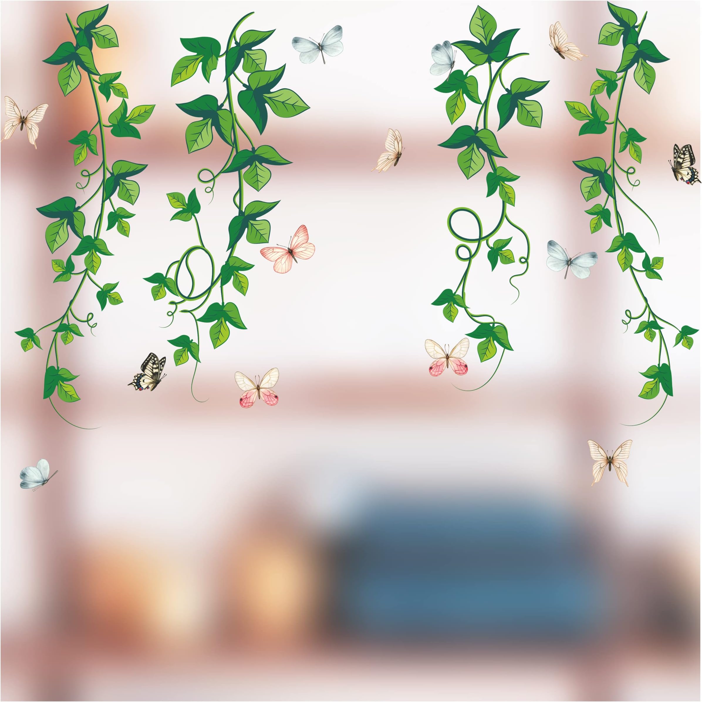 GORGECRAFT 118x39cm Vine Window Clings Ivy Leaves Window Decals Green ...