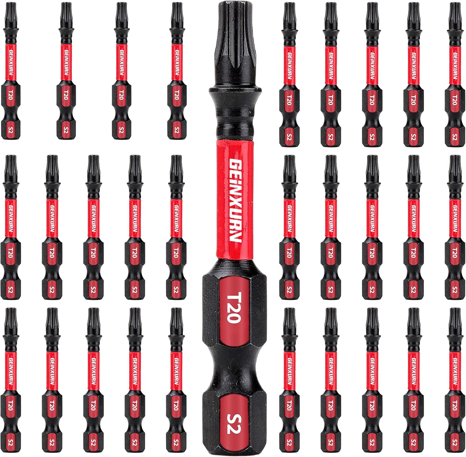 GEINXURN 30 Pieces T20 2 In. Impact Tough Magnetic #20 Torx Head Power ...