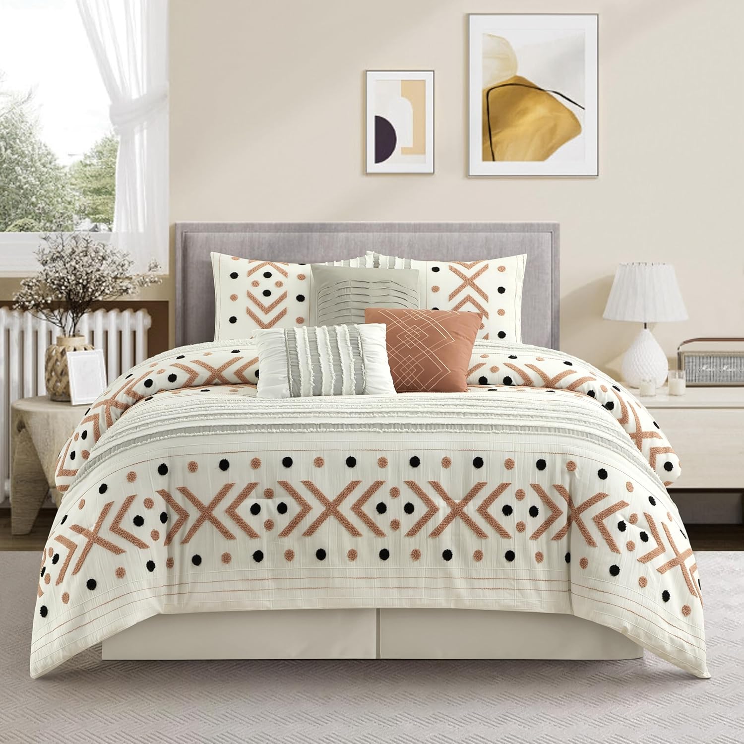Amazon.com: Stratford Park Taupe Terry Embroidery Comforter Set ...