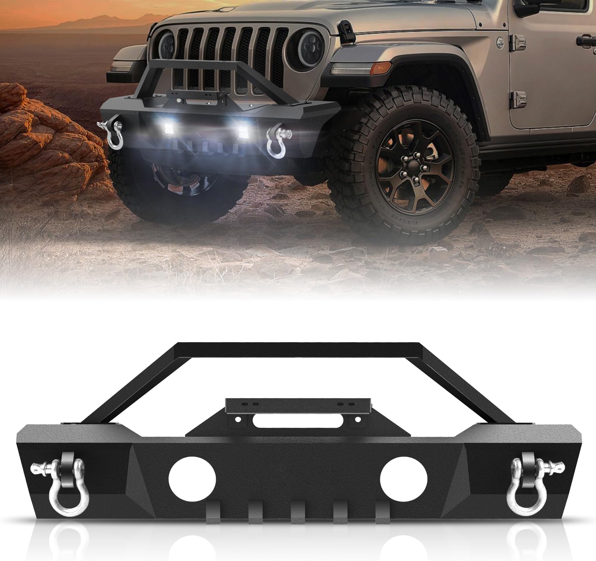 Amazon.com: PARTREE Off Road Front Bumper Fit for Jeep Wrangler JK JL ...