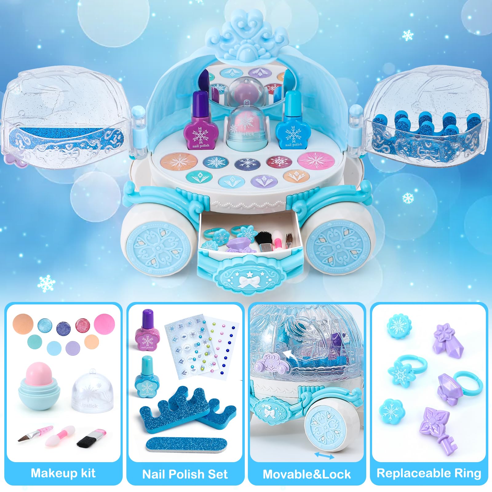 Vamei Elsa Frozen Toys Girls Kids Makeup Sets for Girls & Princess Cape ...