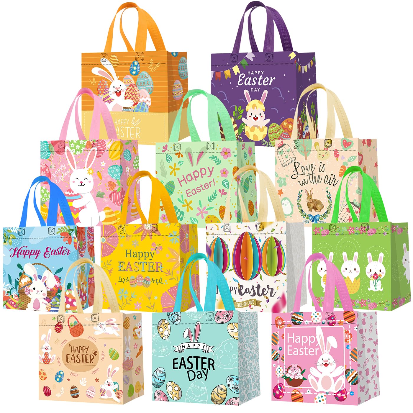 Amazon.com: DECHISY 12Pack Easter Bags with Handles for Kids, Bunny ...