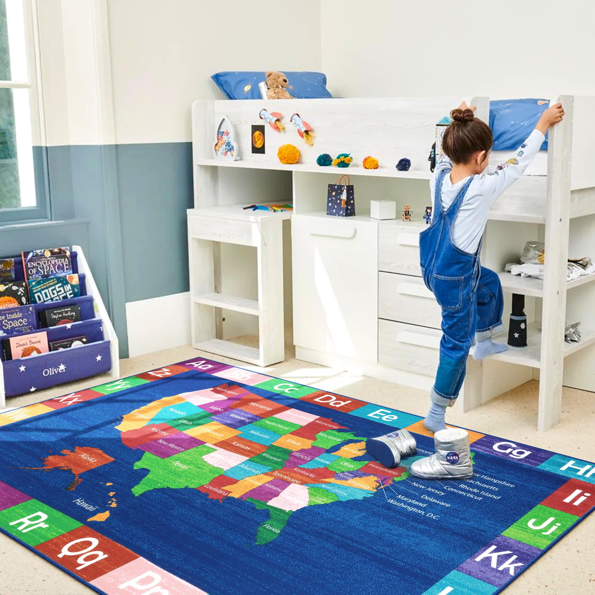 Snapklik.com : Educational USA Map Kids Nursery Rug, 4x6 Ft Baby ...