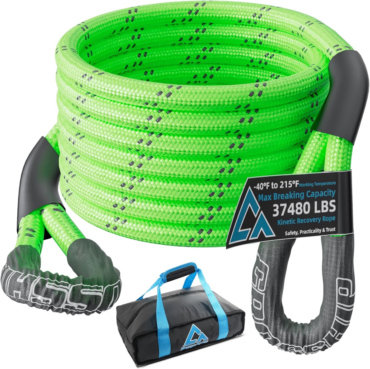 Amazon.com: CROSSHIP 1" x 30ft Kinetic Recovery Rope - Lab-Verified 37 ...