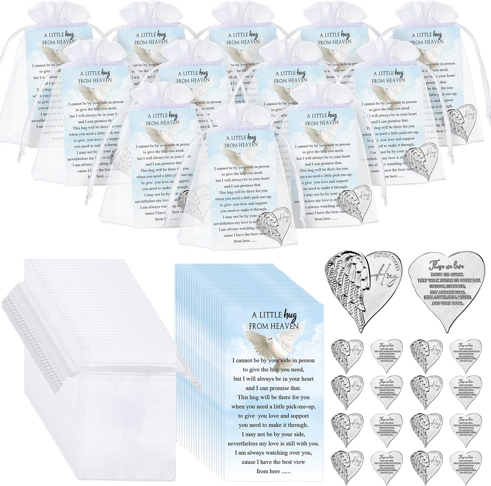 Amazon.com: 69 Pieces Memorial Angel Sign Coins Set Funeral Pocket ...