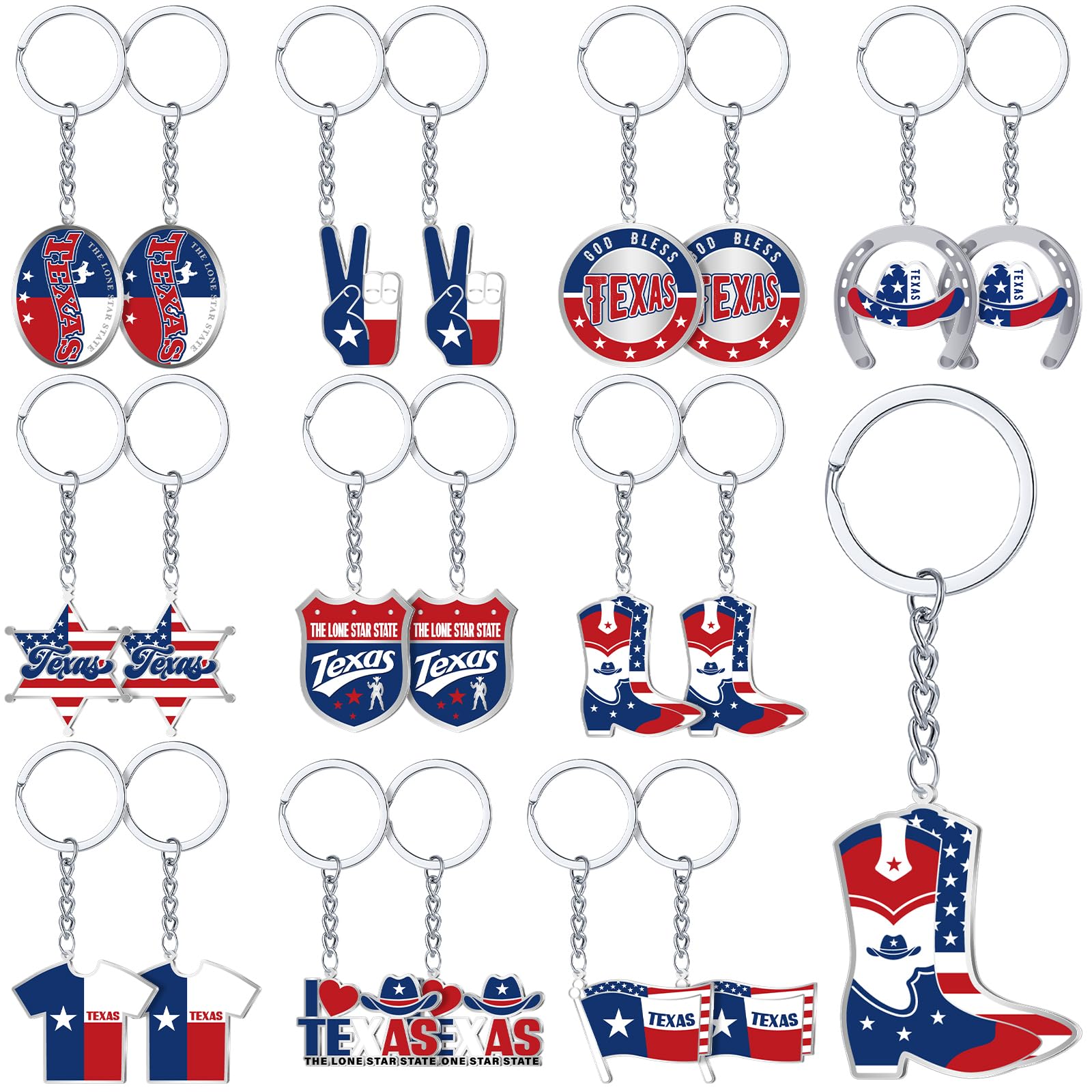 Amazon.com: Landical 20 Pcs Texas Keychains Souvenirs Silver Metal ...