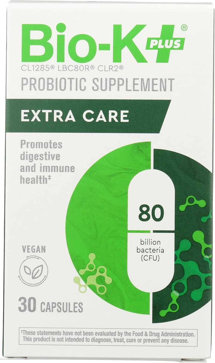 Amazon.com: Bio-K + Extra Care Probiotic Supplement Capsules for Adult ...
