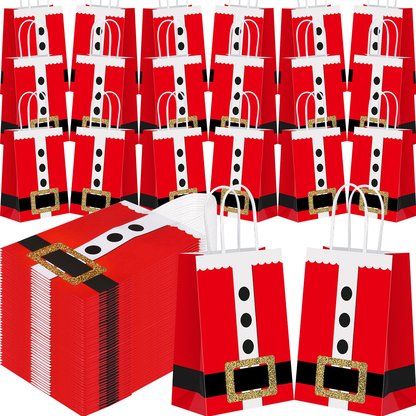 Amazon.com: Sweetude 100 Pcs Christmas Goodie Bags Santa Claus Suit ...