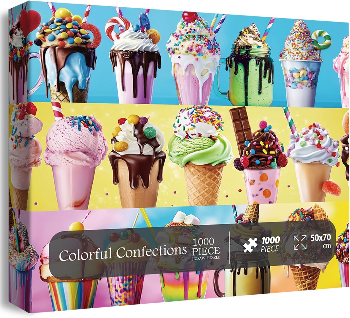 Amazon.com: Ice Cream Puzzles for Adults 1000 Pieces, PICKFORU Colorful ...