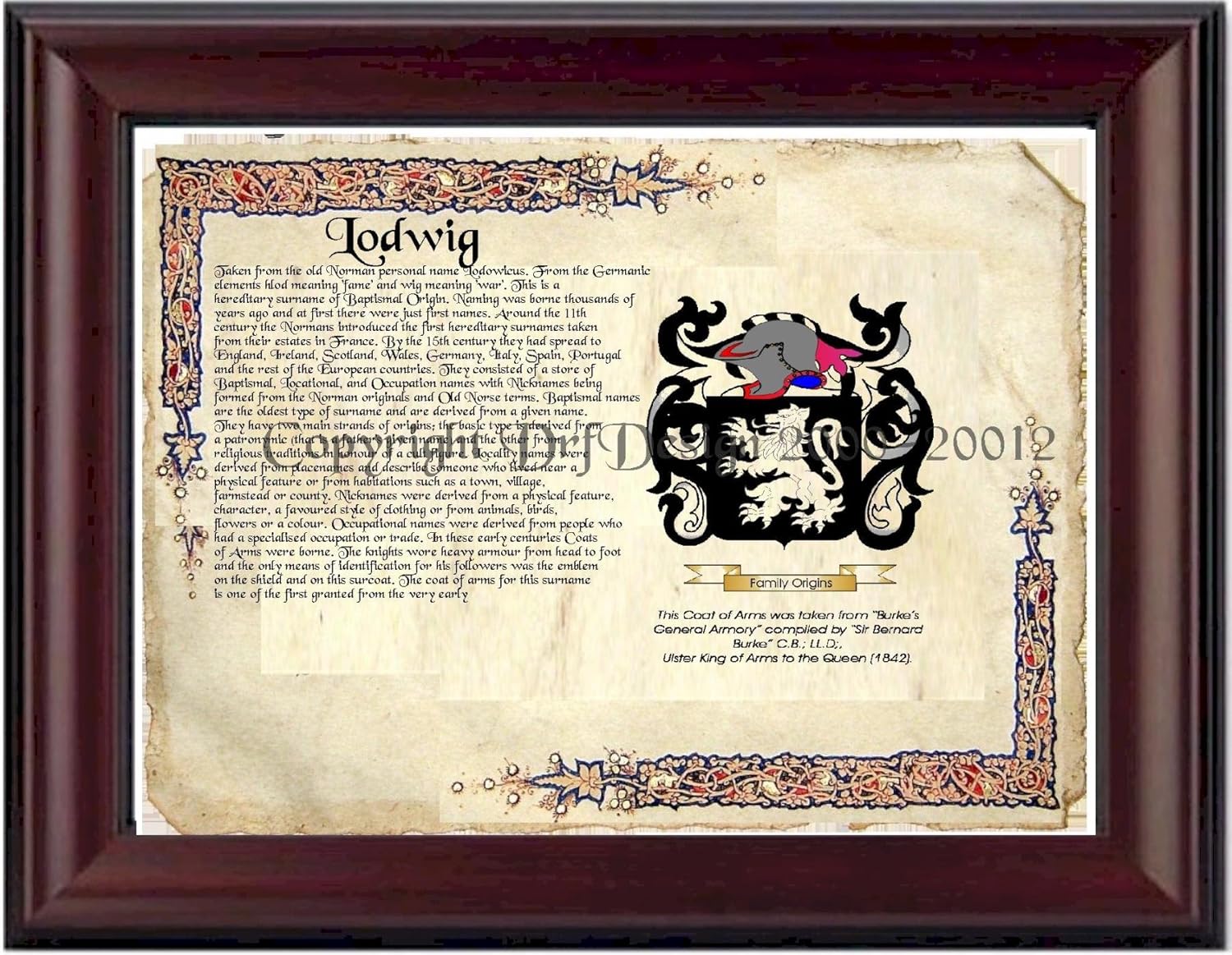 Amazon.com: Lodwig Coat of Arms/ Family Crest on Fine Paper and Family ...