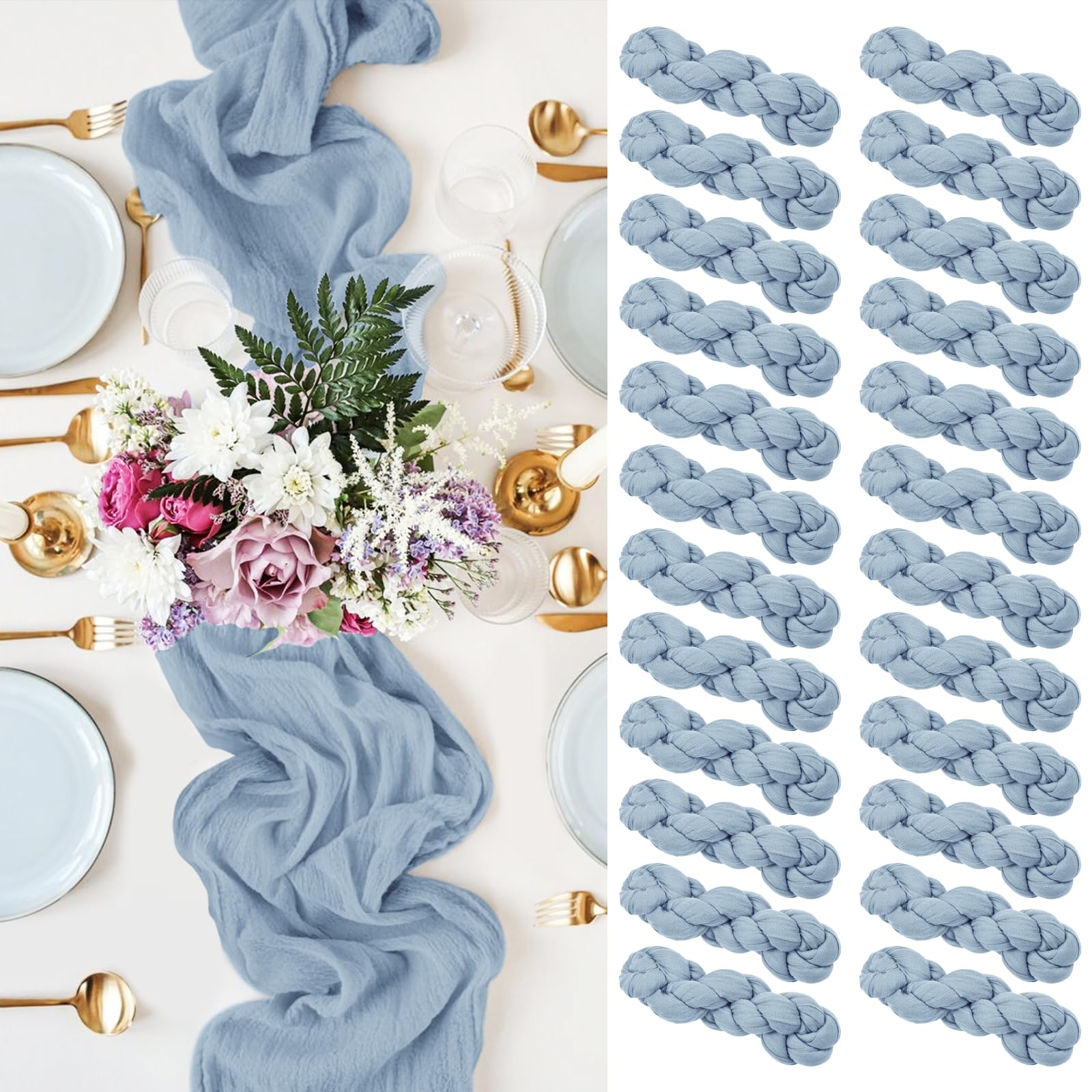 Amazon.com: 24Pack Dusty Blue Cheesecloth Table Runner, 6FT Gauze Table ...