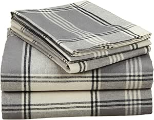 Amazon.com: Amazon Brand – Pinzon Lightweight Cotton Flannel Sheet Set ...