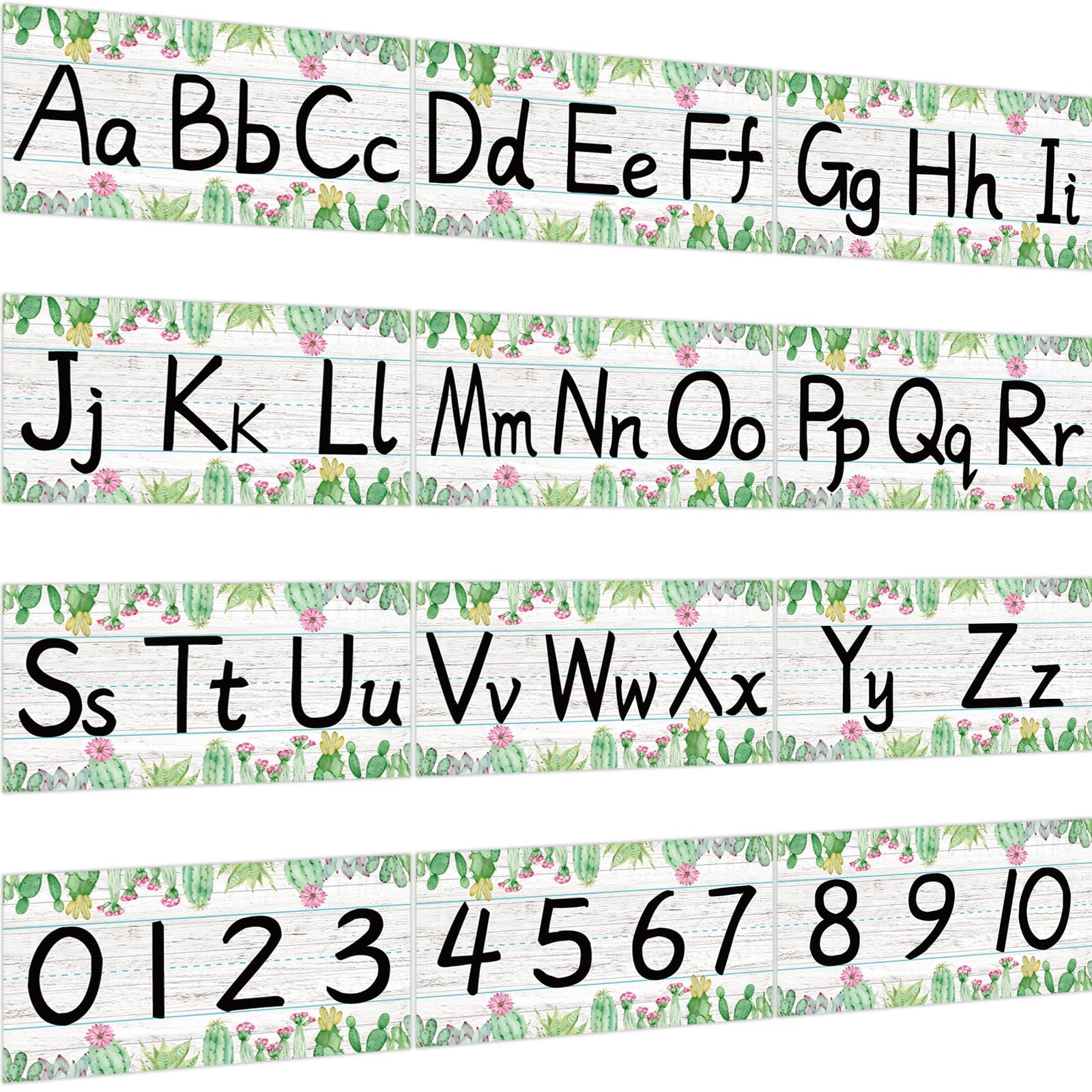 Snapklik.com : Gisgfim 12-Piece Cactus Alphabet Banner & Number Border ...