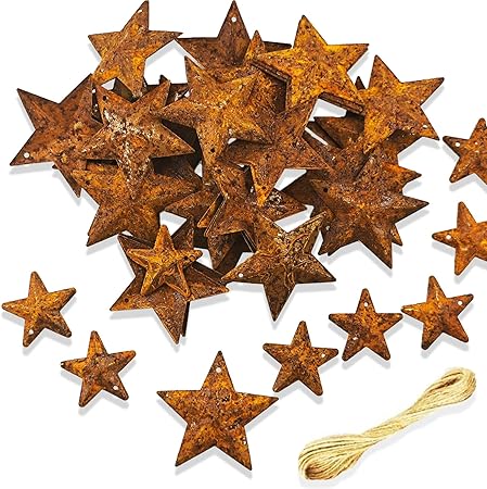 Amazon.com: vibnumom Rusty Metal Stars Supply 100 pcs Tiny Rustic Barn ...