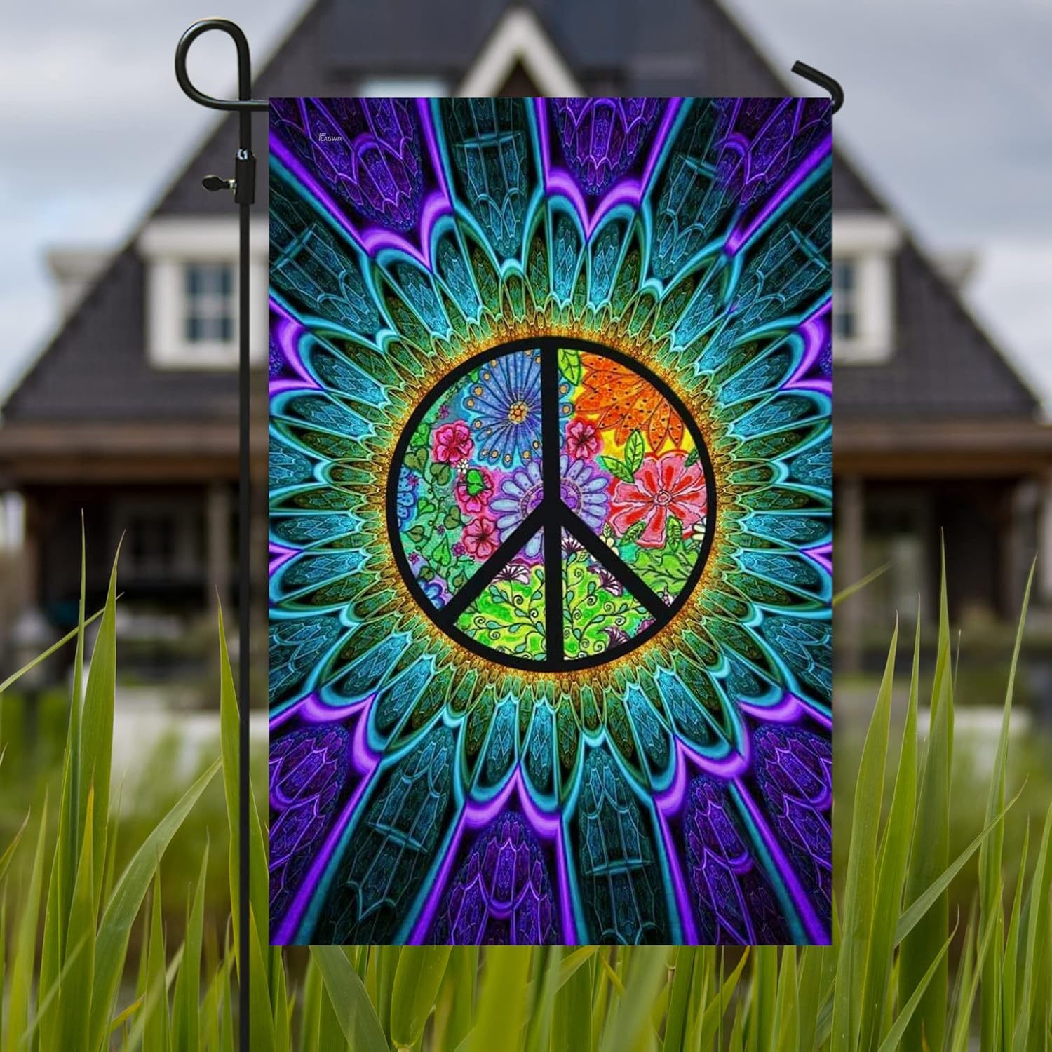 Amazon.com : FLAGWIX Peace Hippie American Flags - Sunflower Decor ...