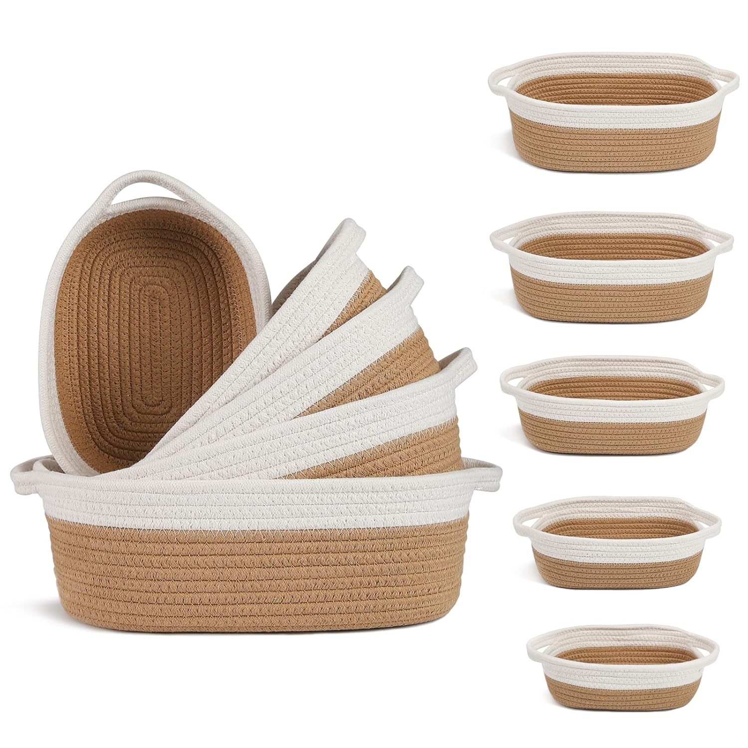 Amazon.com : VOOWO Set of 5 Woven Rope Baskets for Storage, Organizing ...