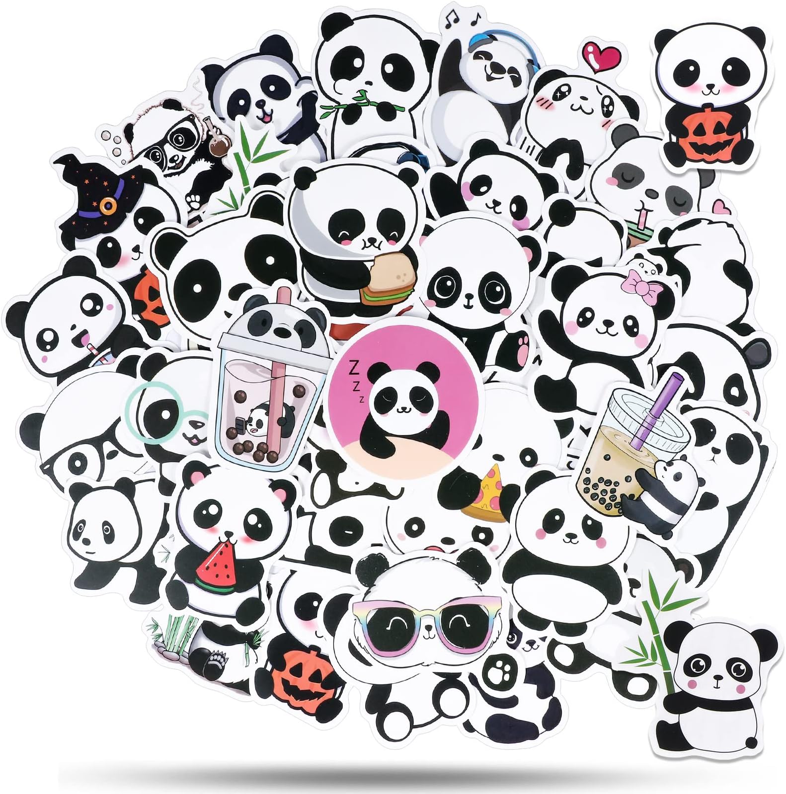 Amazon.com: Removable Switch Sticker, 4 Pcs Cute Cartoon Pandas Wall ...
