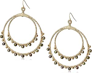 Amazon | [プレッシュ] Presh Gold Beaded Circle with Pearl ピアス AK-E101-G JZ37 ...