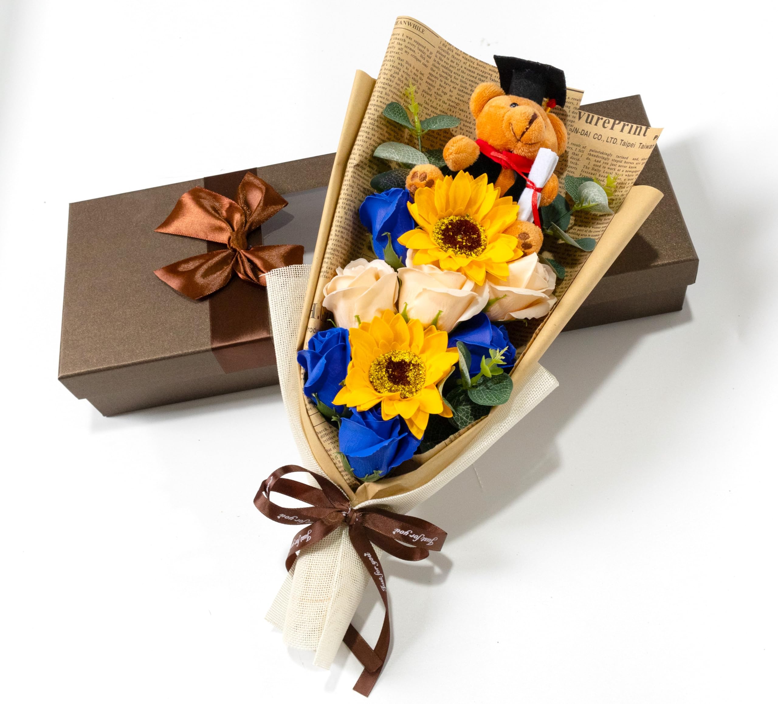 Amazon.com: Ansuma 13" Graduation Rose Sunflower Scented Soap Flower ...