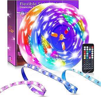 ALEXPEX GRB LED Strip Lights, 40FT Music Sync Color Changing LED Light ...