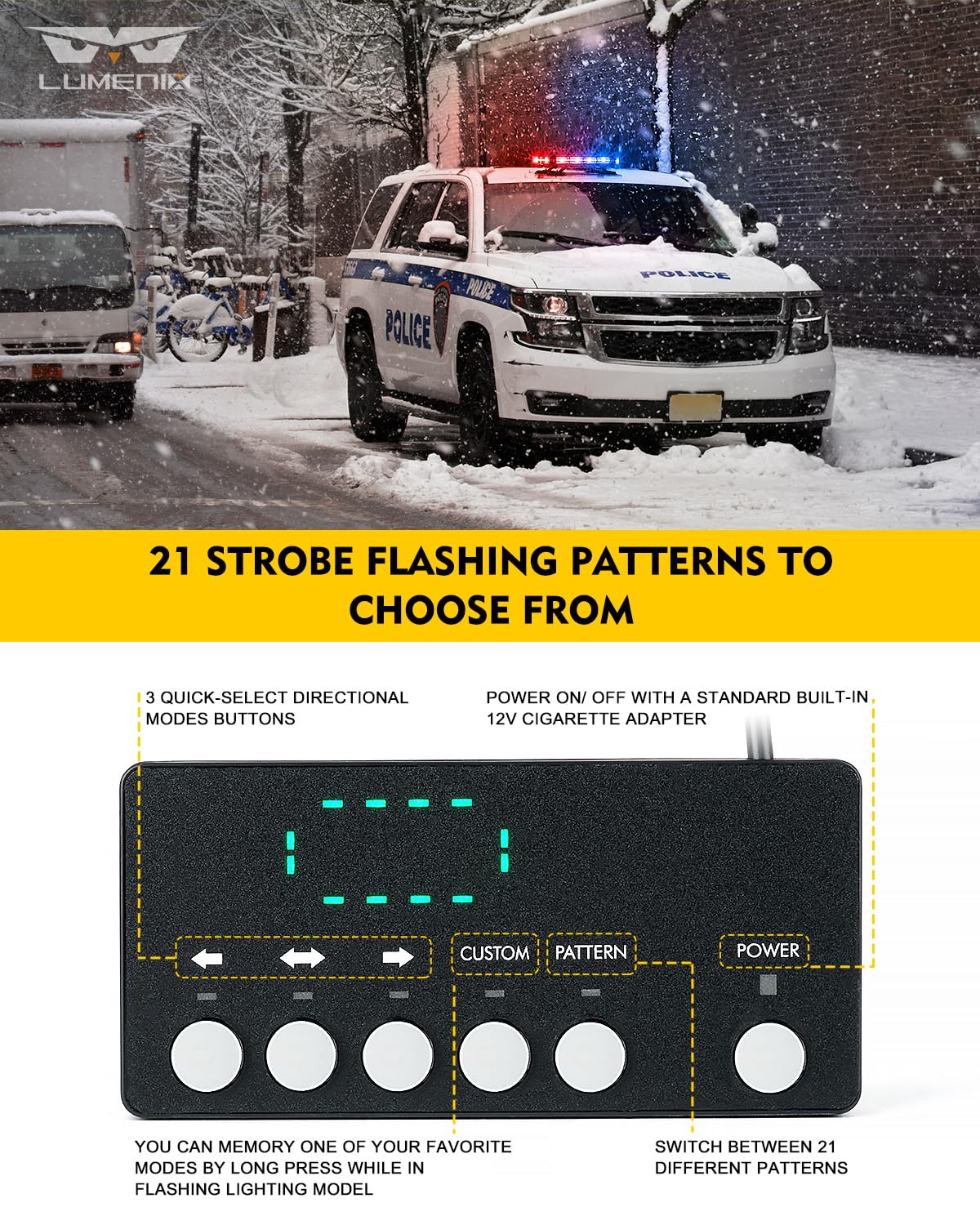 Snapklik.com : Red Blue LED Rooftop Emergency Strobe Light Bar Police ...