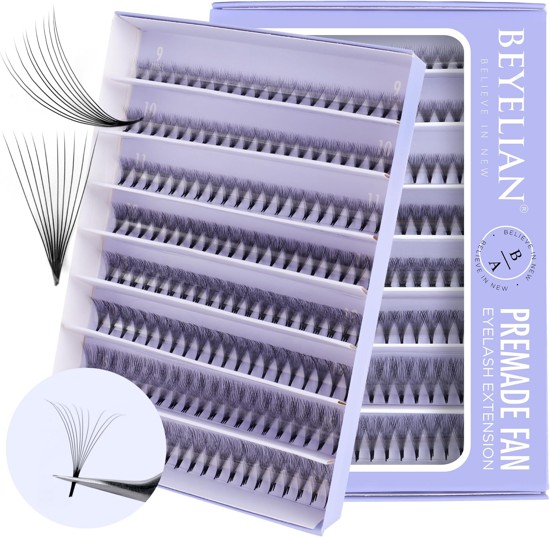 Amazon.com: BEYELIAN Premade Volume Eyelash Extensions Mixed Tray 500 ...