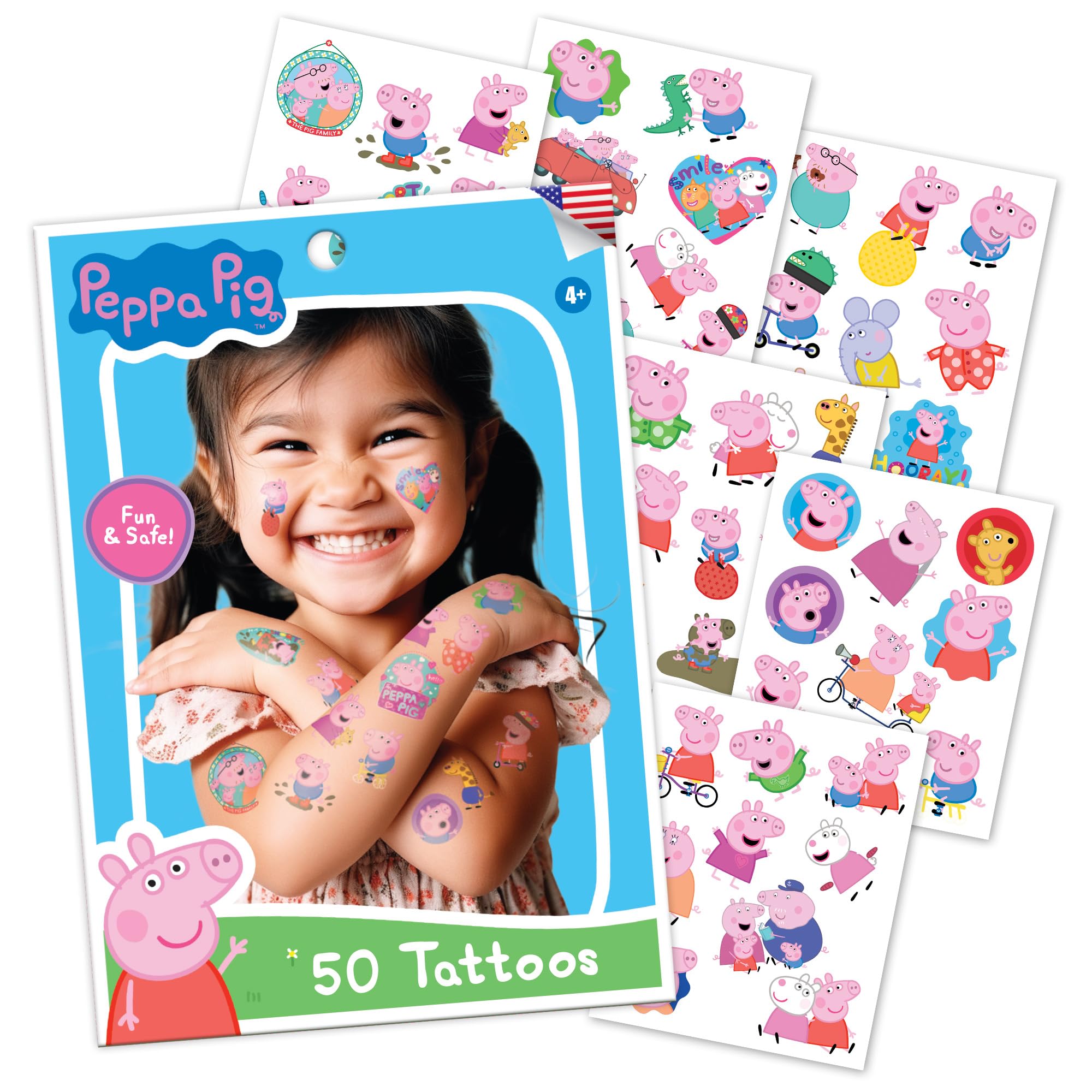 Snapklik.com : Savvi - 50 Peppa Pig Temporary Tattoos: Skin-Safe Ink