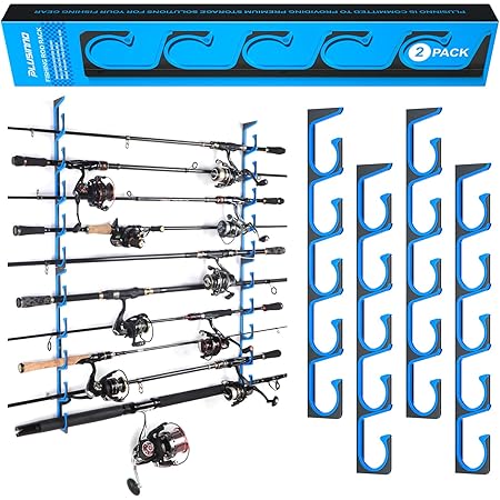 Amazon.com: PLUSINNO 2 pack Vertical Fishing Rod rack, Wall Mounted ...