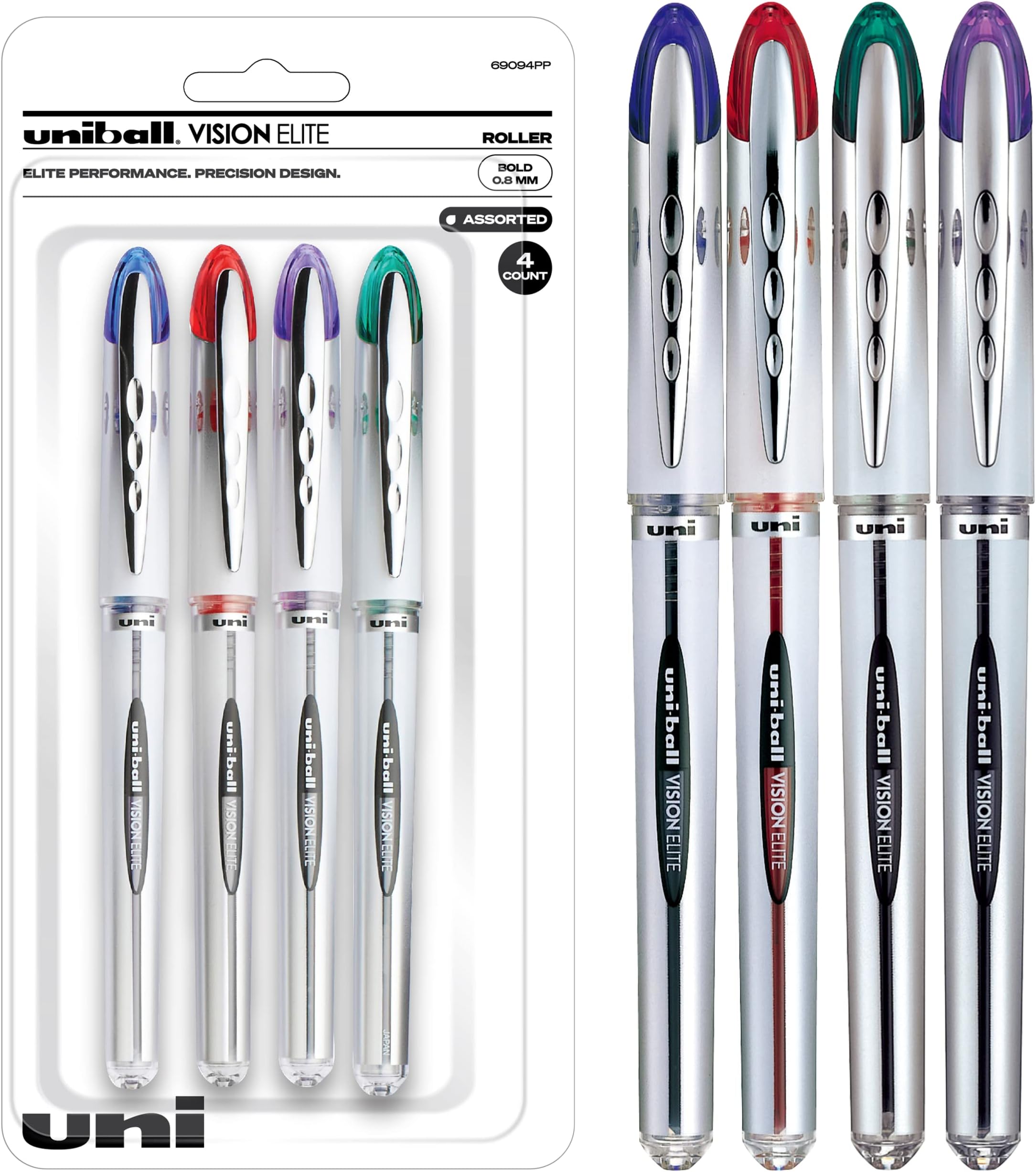 Amazon.com: uni-ball uniball Vision Elite Rollerball Pens with 0.8mm ...