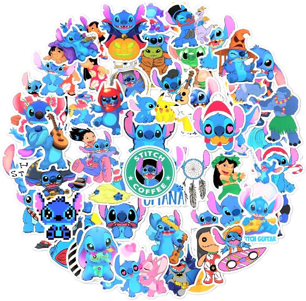 Amazon.com: Lilo & Stitch Caroon Stickers(60pcs) Waterproof Vinyl for ...