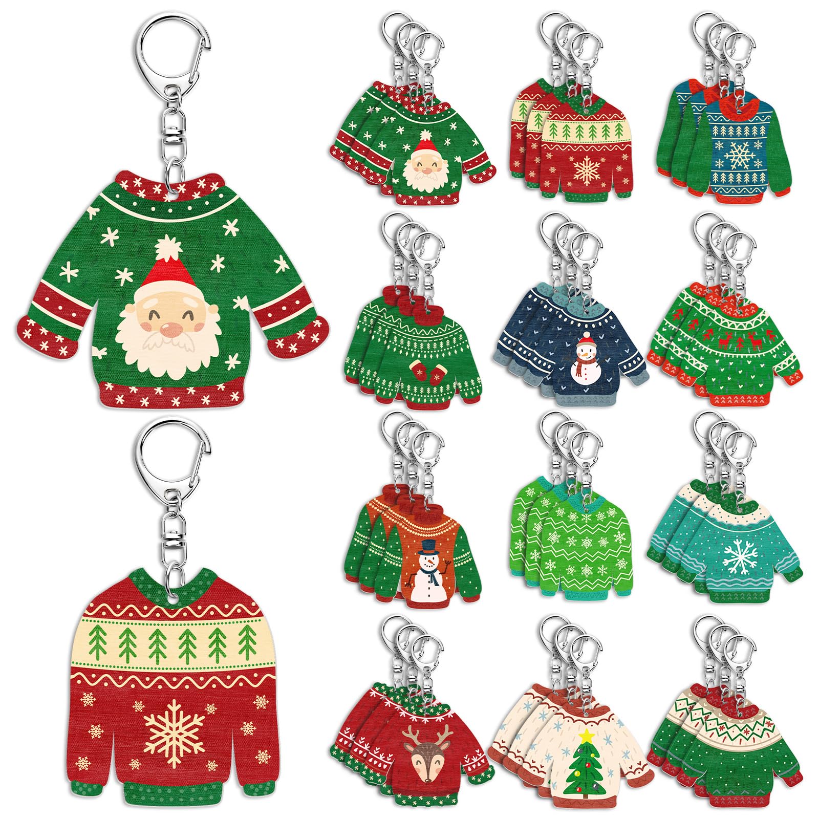 Amazon.com: Shellwei 36 Pcs Christmas Ugly Sweater Keychain Gifts Set ...