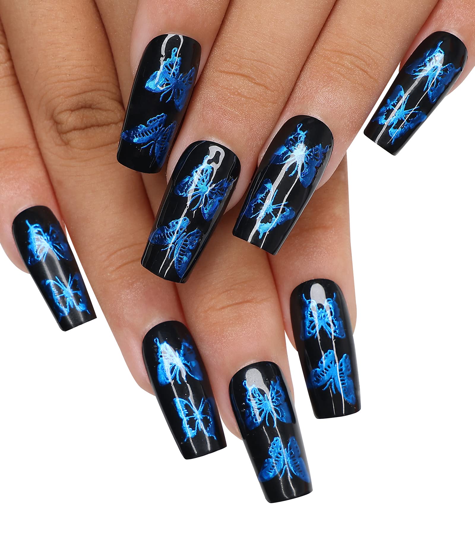Light Blue And Black Nail Designs