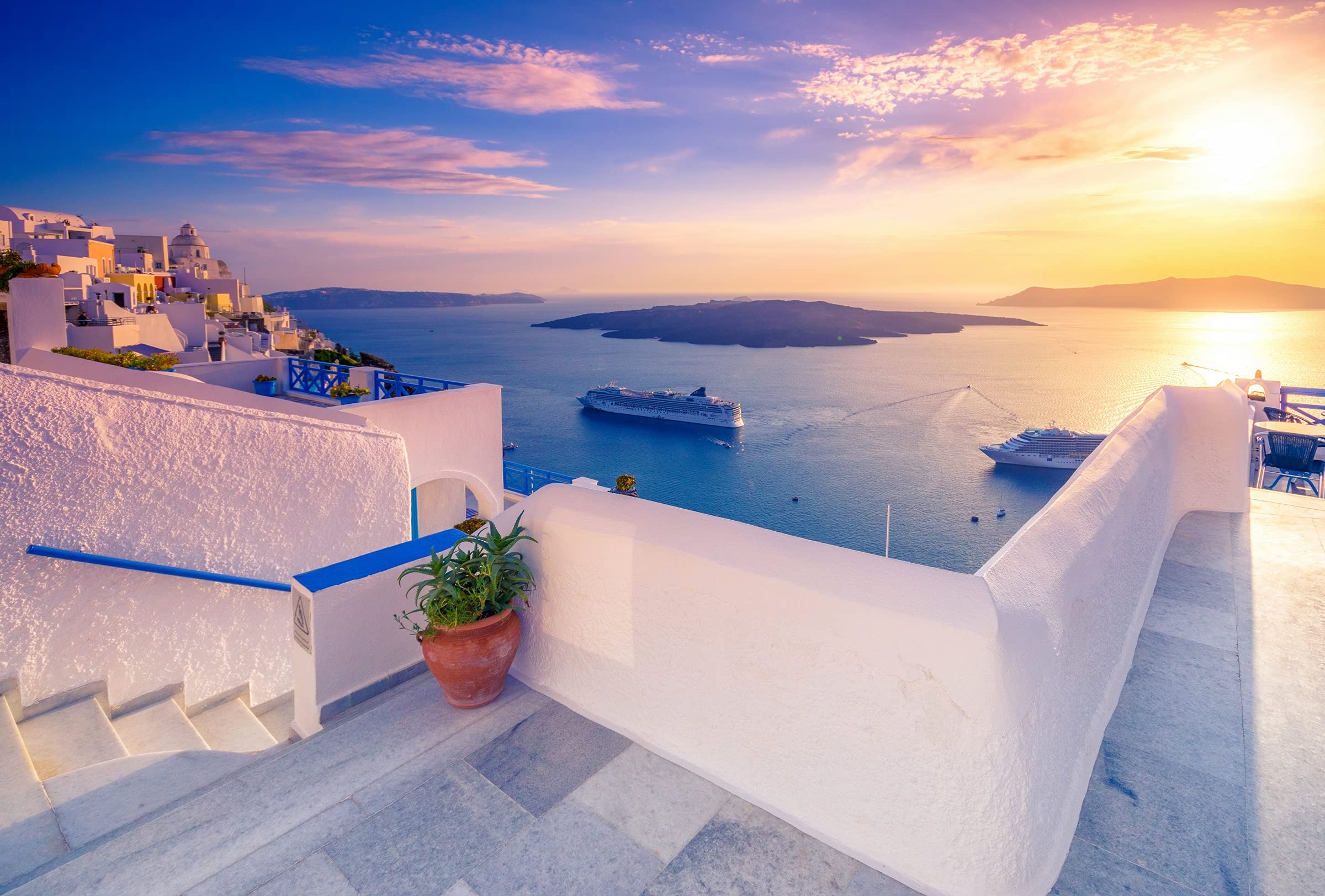 Santorini At Sunset Wallpaper