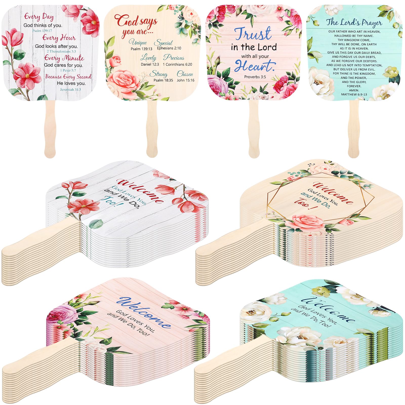 Amazon.com: Blulu 60 Pcs Christian Church Fans Handheld Set Religious ...