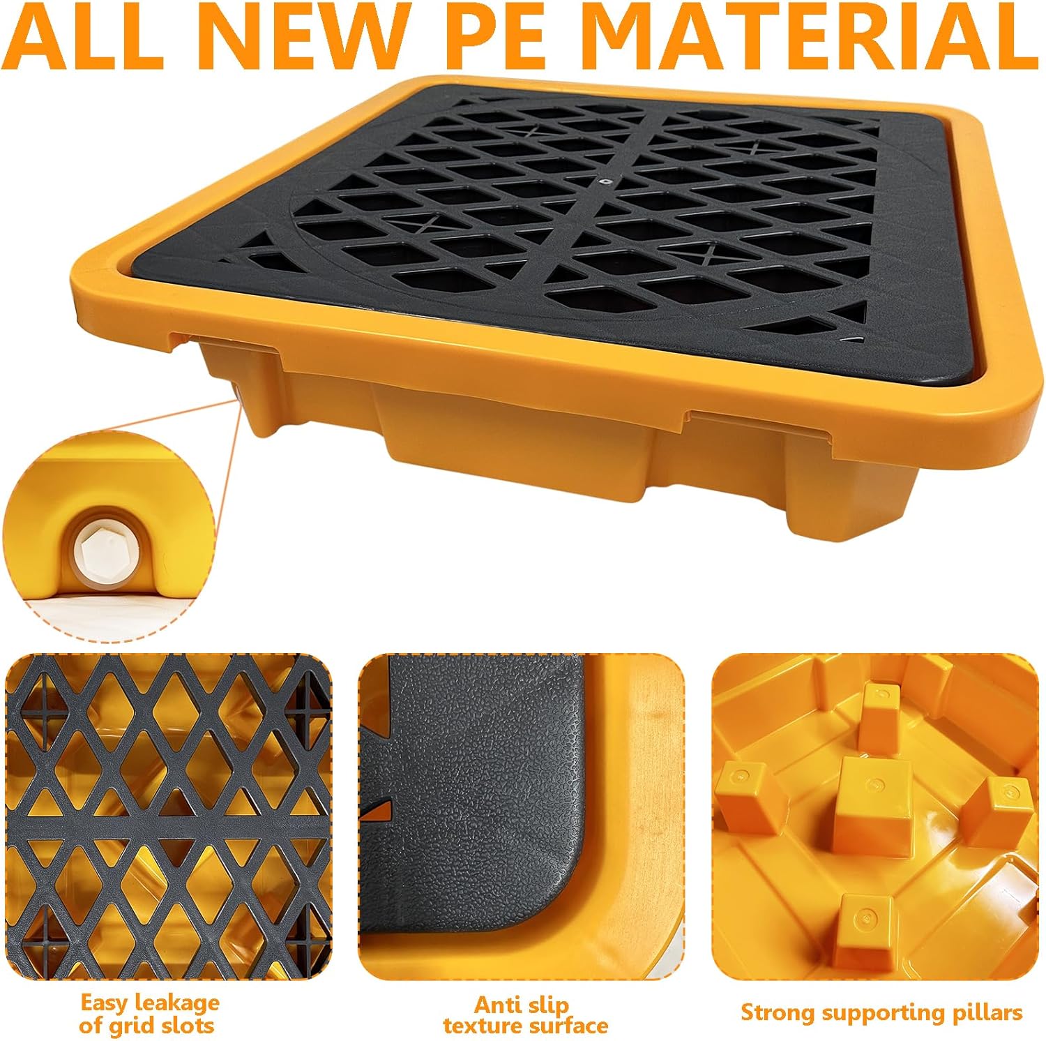 HDPE Platform Tray With Drain Yellow Spill Containment Platform Pallet ...