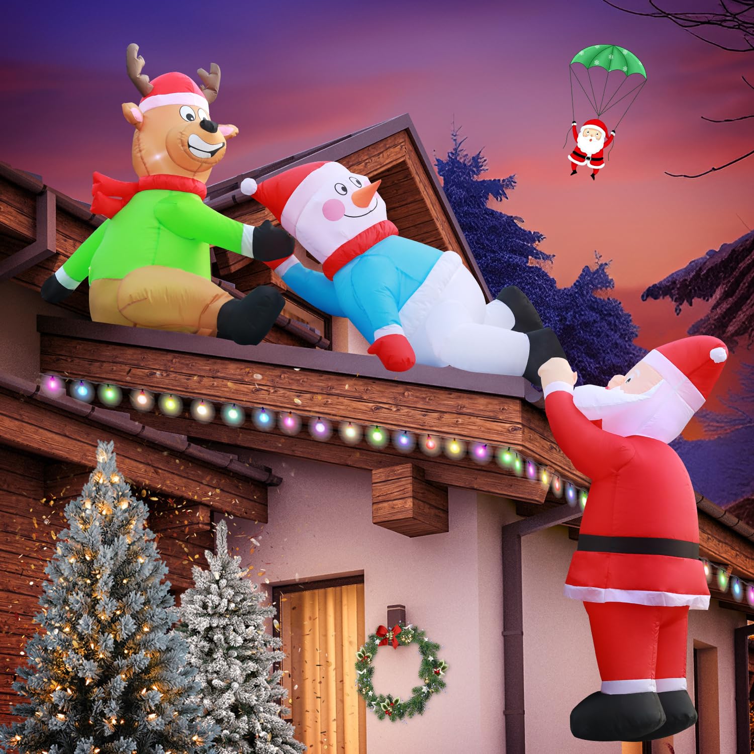 Amazon.com: DomKom 8FT Christmas Inflatables Roof Outdoor Decorations ...
