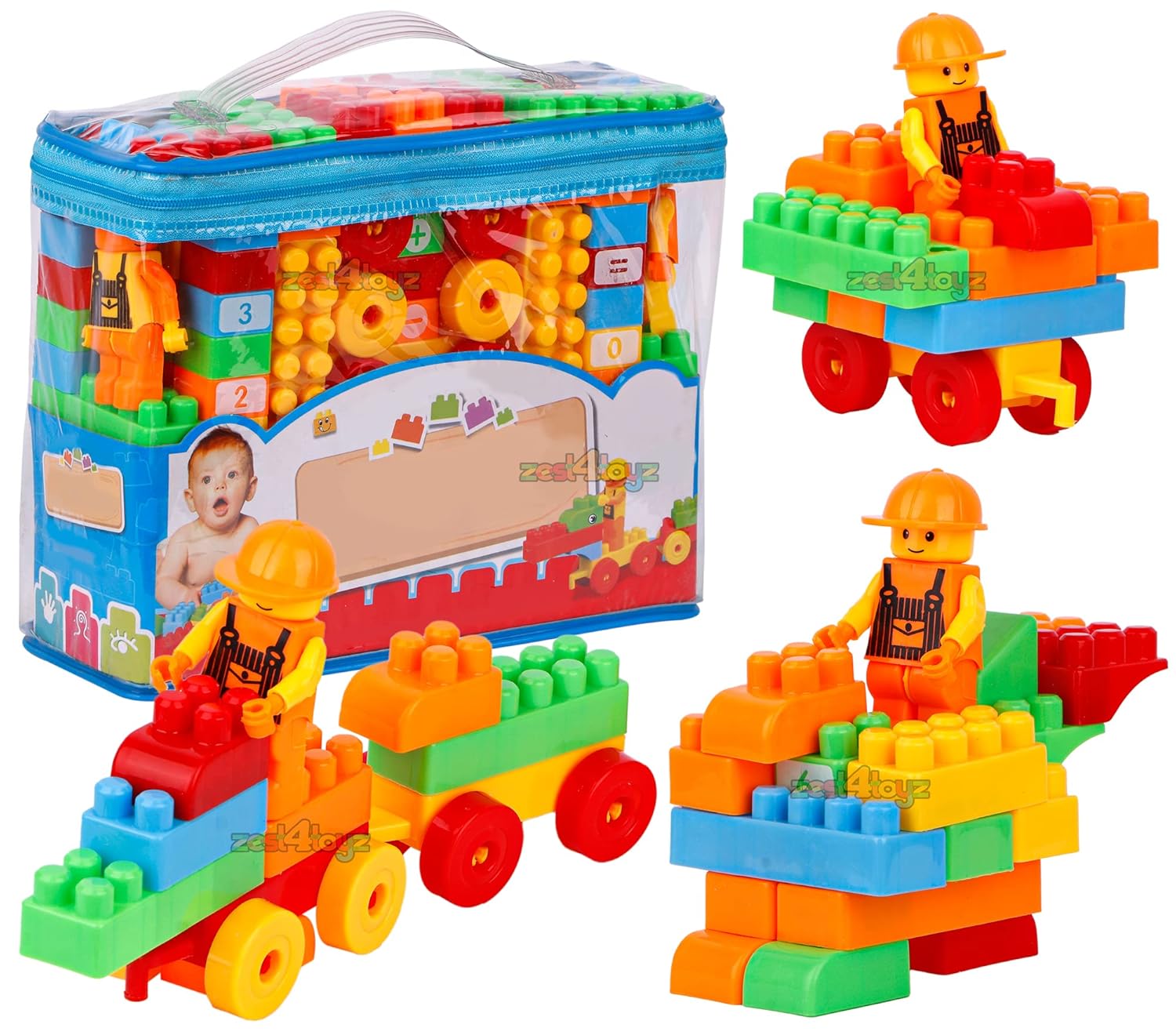Buy zest 4 toyz Building Blocks 73 Pcs (61 Blocks+12 Wheels) DIY ...