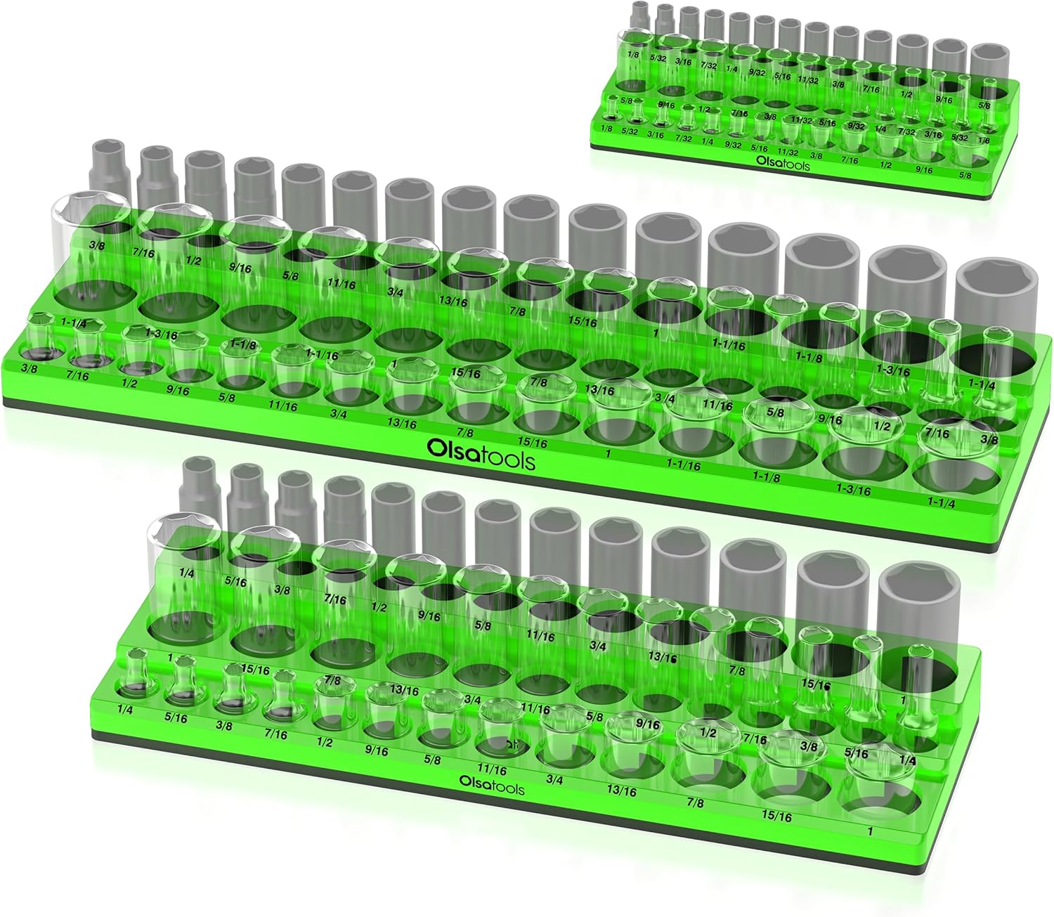 Olsa Tools Magnetic Socket Organizer | 3pc Socket Holder Kit | 1/2-Inch ...