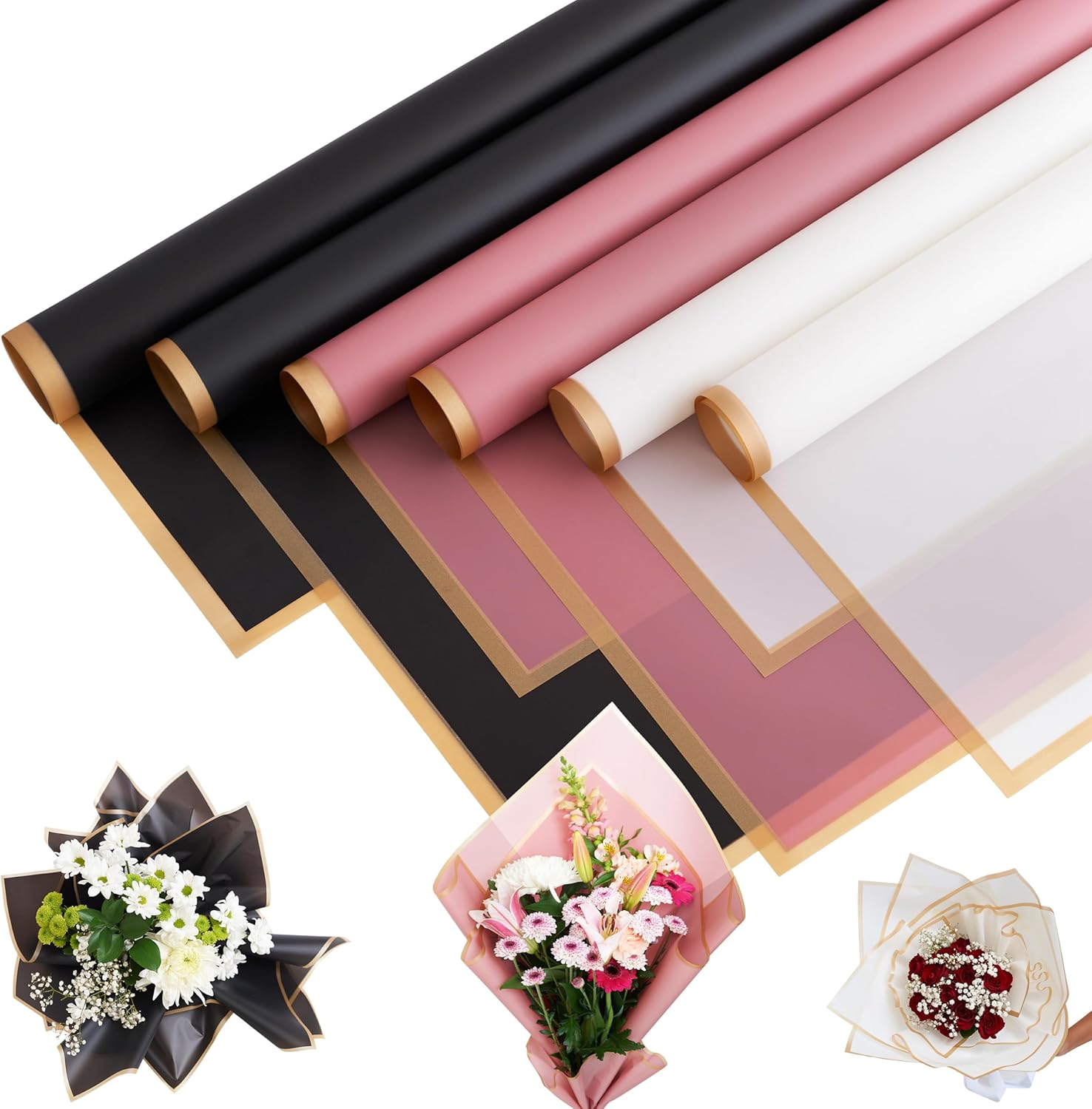 Amazon.com: NEATLY Flower Wrapping Paper, Bouquet Wrapping Paper, WHITE ...