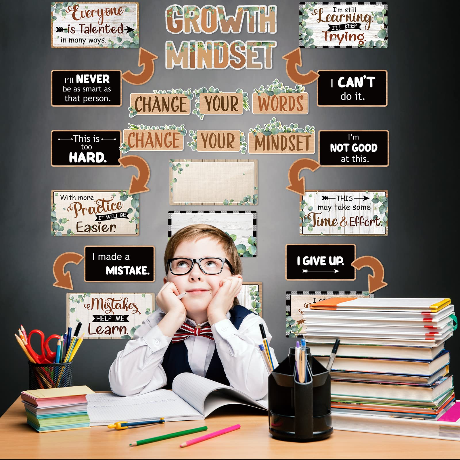 Snapklik.com : 38 Pcs Growth Mindset Bulletin Board Decor Positive ...
