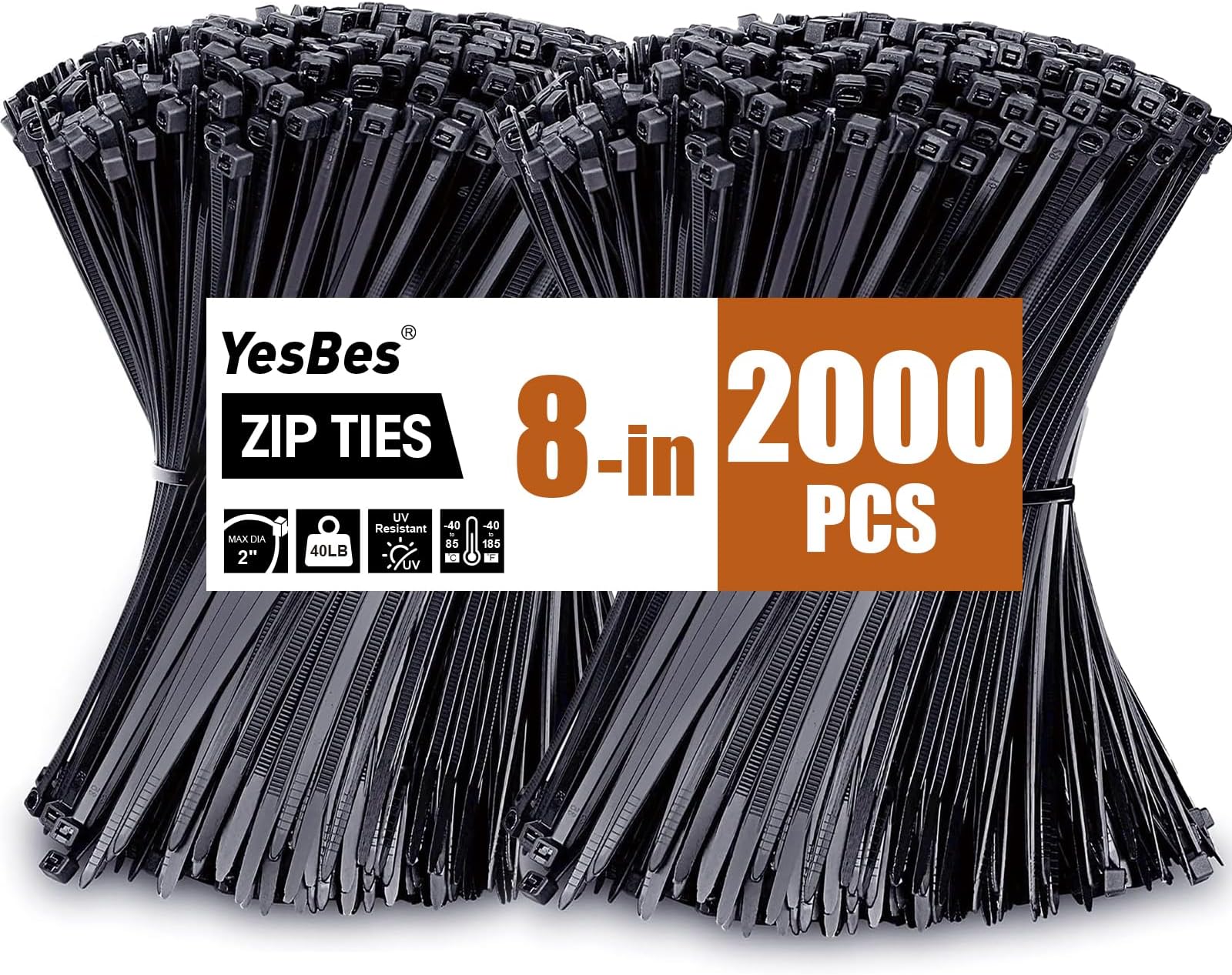 Amazon.com: HS Durable Plastic Zip Ties 8 Inch (Bulk-1000 Pack) UV ...