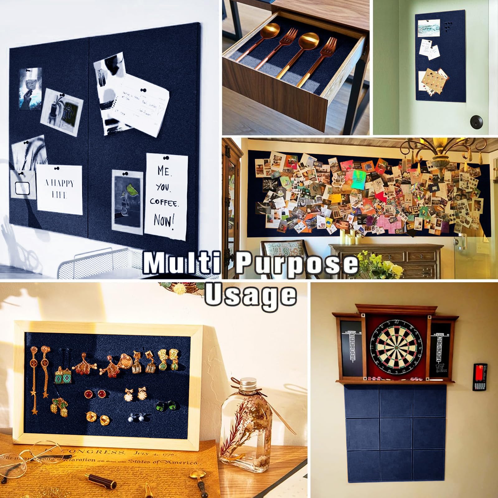 Snapklik.com : Linen Cork Board Roll Dark Blue 48" X 36", 1/4" Thick ...