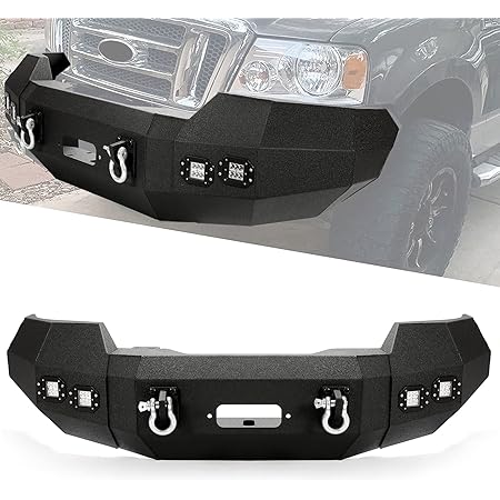 Amazon.com: TIOYAR Front Bumper Premium Texture Black with Winch Plate & 5 LED Lights & 2 4.75T ...