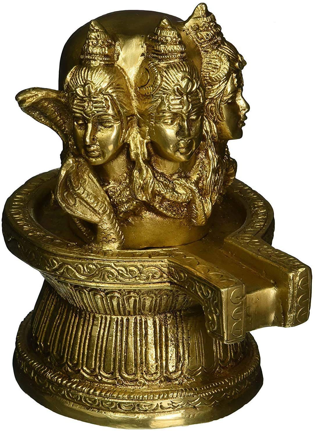 Large Shiva Shivling Statue Brass Sculpture Three Face Shivlingam ...